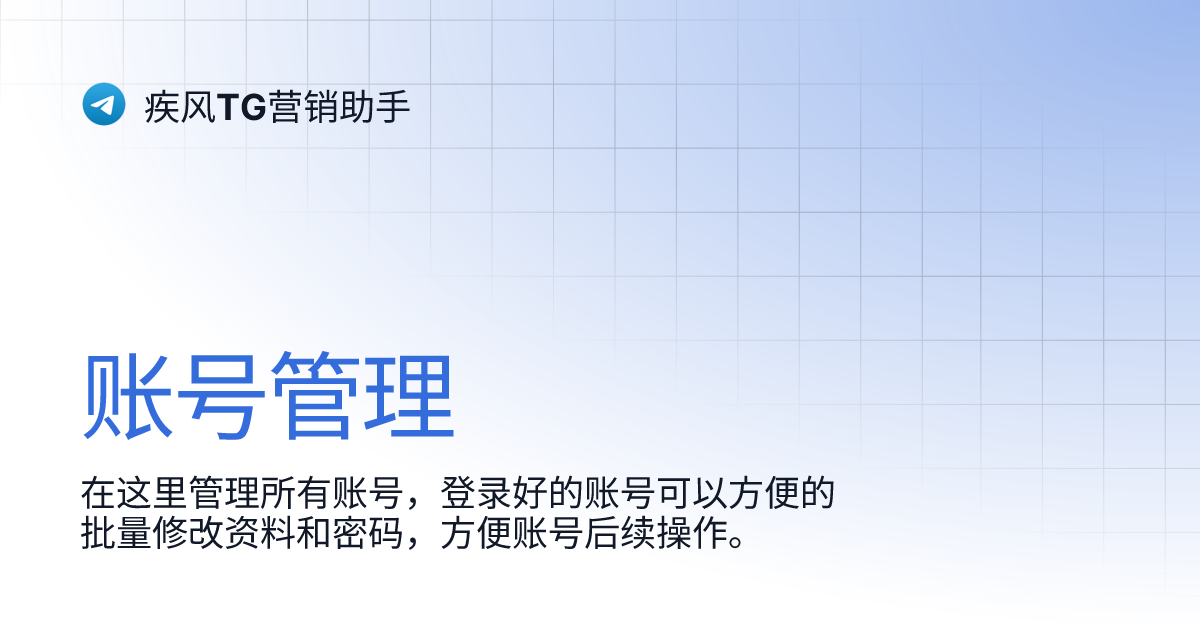 账号管理 | 疾风TG营销助手